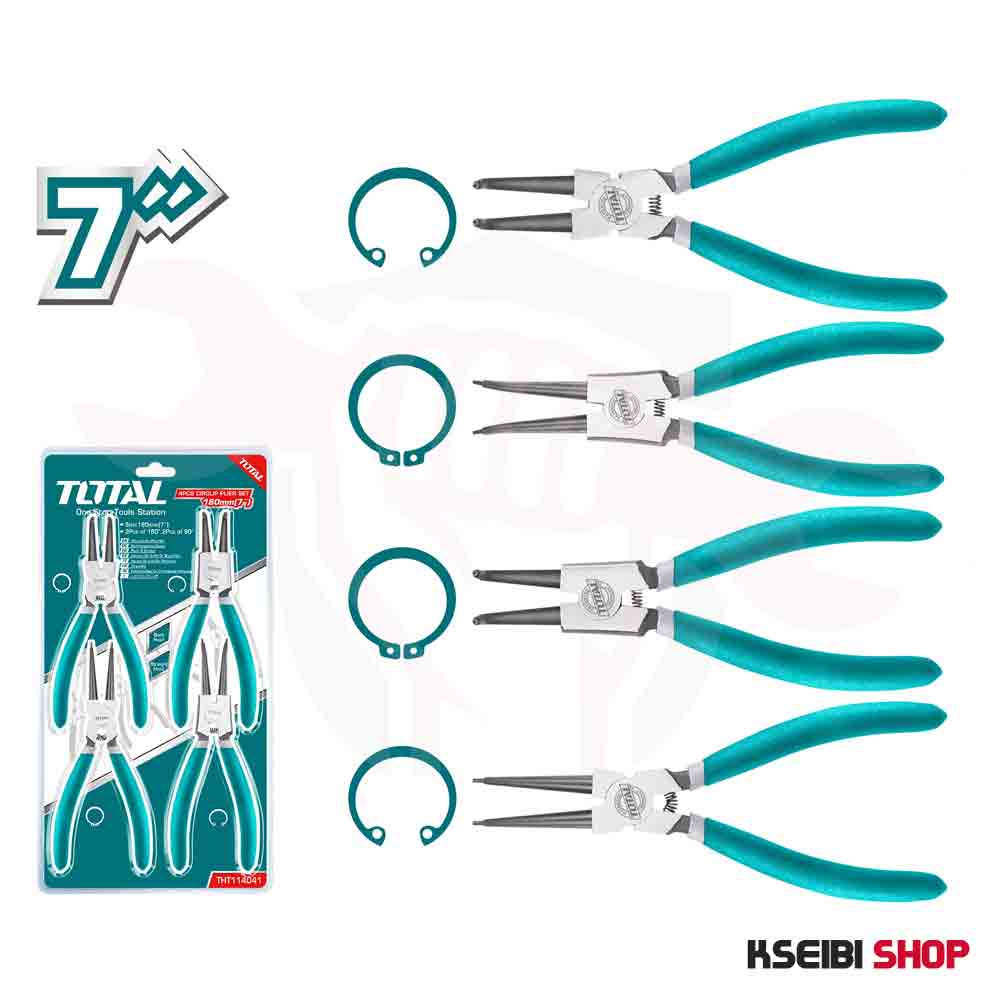 TOTAL TOOLS 4Pcs circlip pliers set 180mm 7 inch THT114041