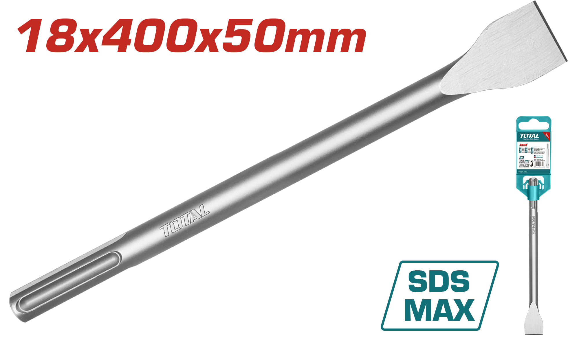 Total tools SDS max flat chisel 18 x400 x 50 mm -TAC15221822
