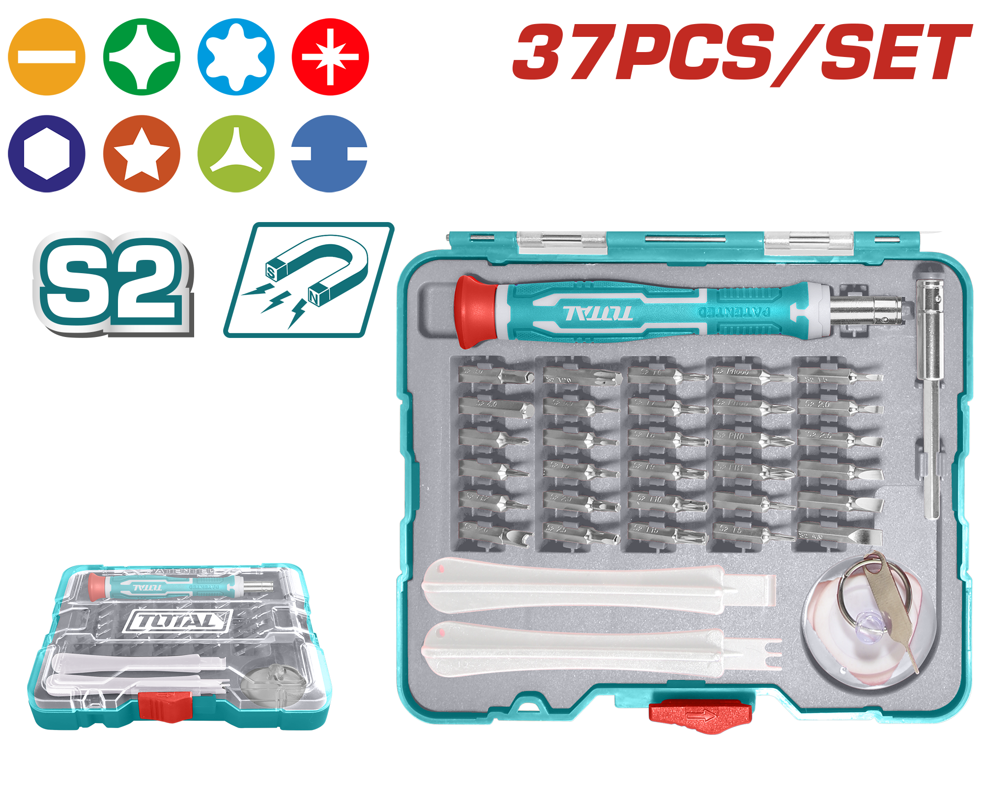 Total tools 37 Pcs precision screwdriver bits set with handle - TACSD3