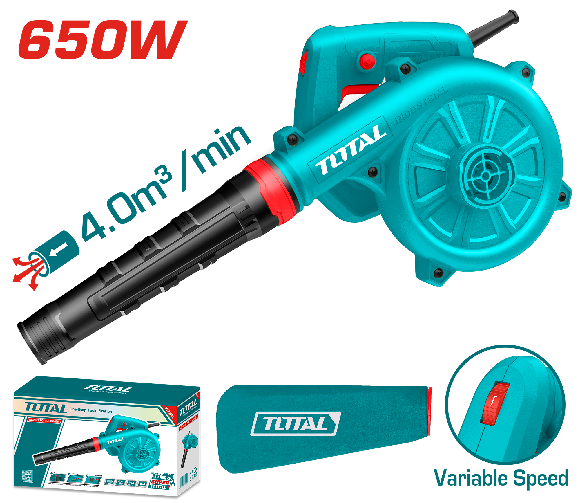 توتال تولز بلاور سرعات 650 وات + كيس غبار - TB6036