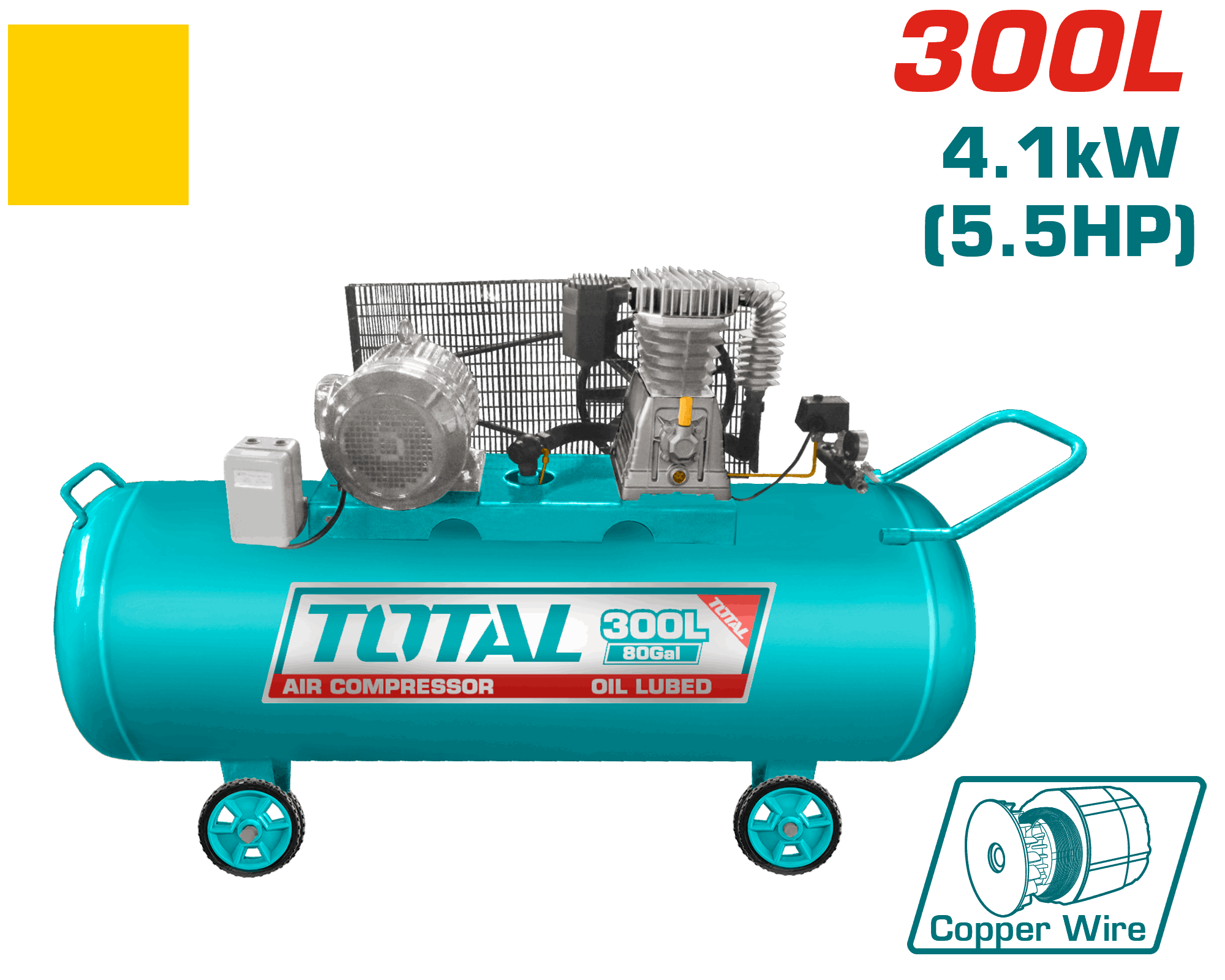 Total Tools Air Compressor 300L 8Bar 5.5HP Copper Motor – TC1553002
