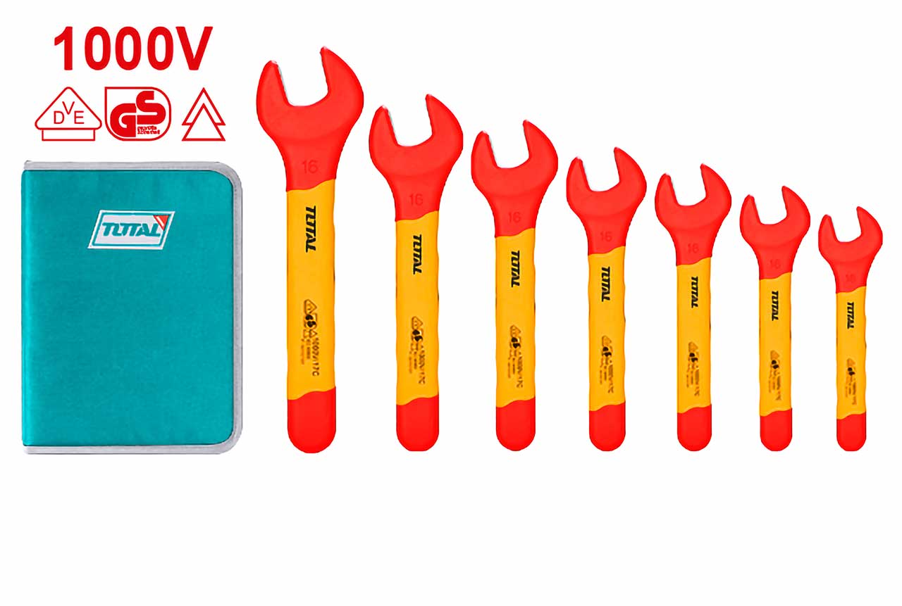 TOTAL TOOLS 7Pcs insulated open end spanner set from size 8 to 19mm