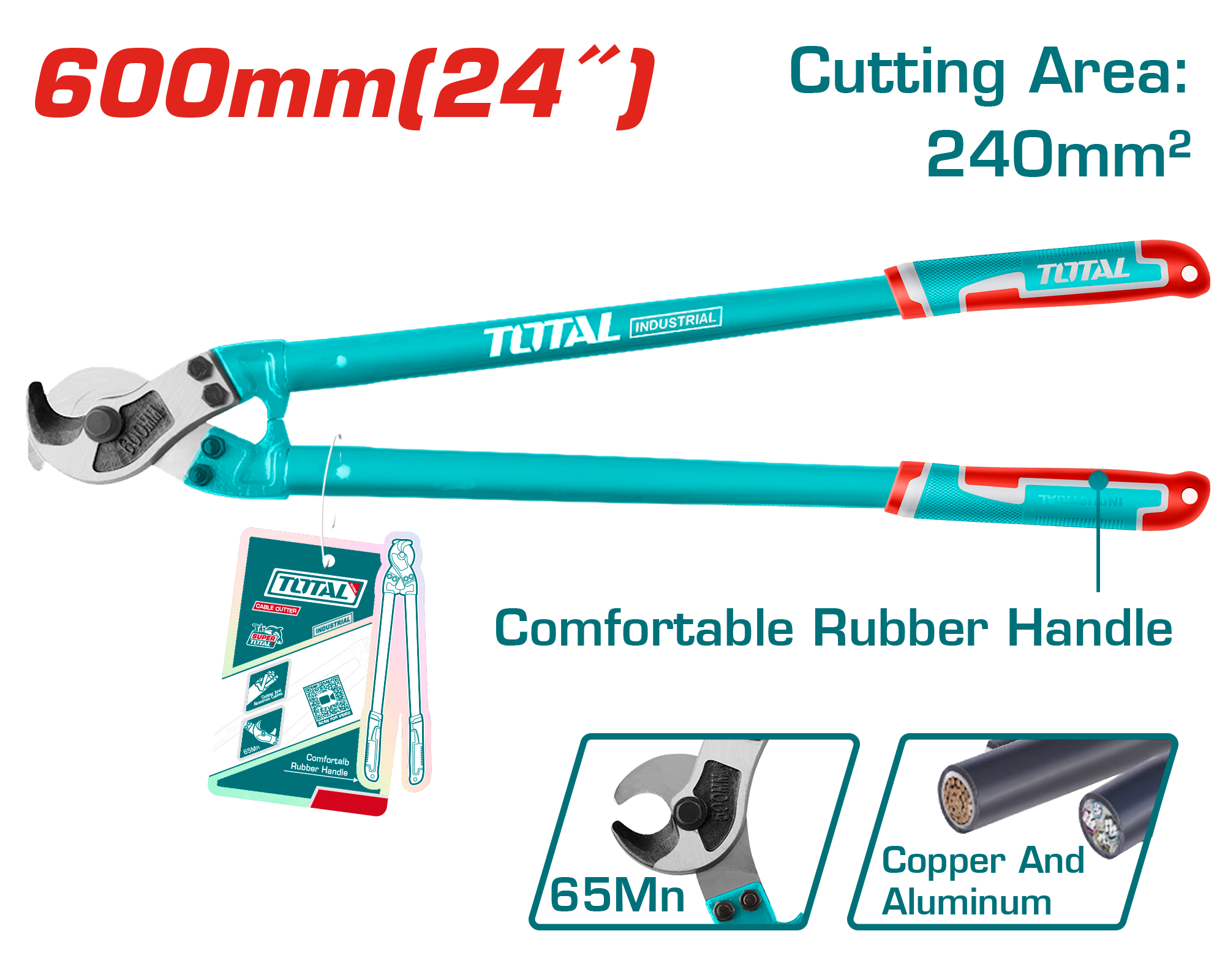 Total tools Industrial Cable cutter 24" 240 mm - THT115242