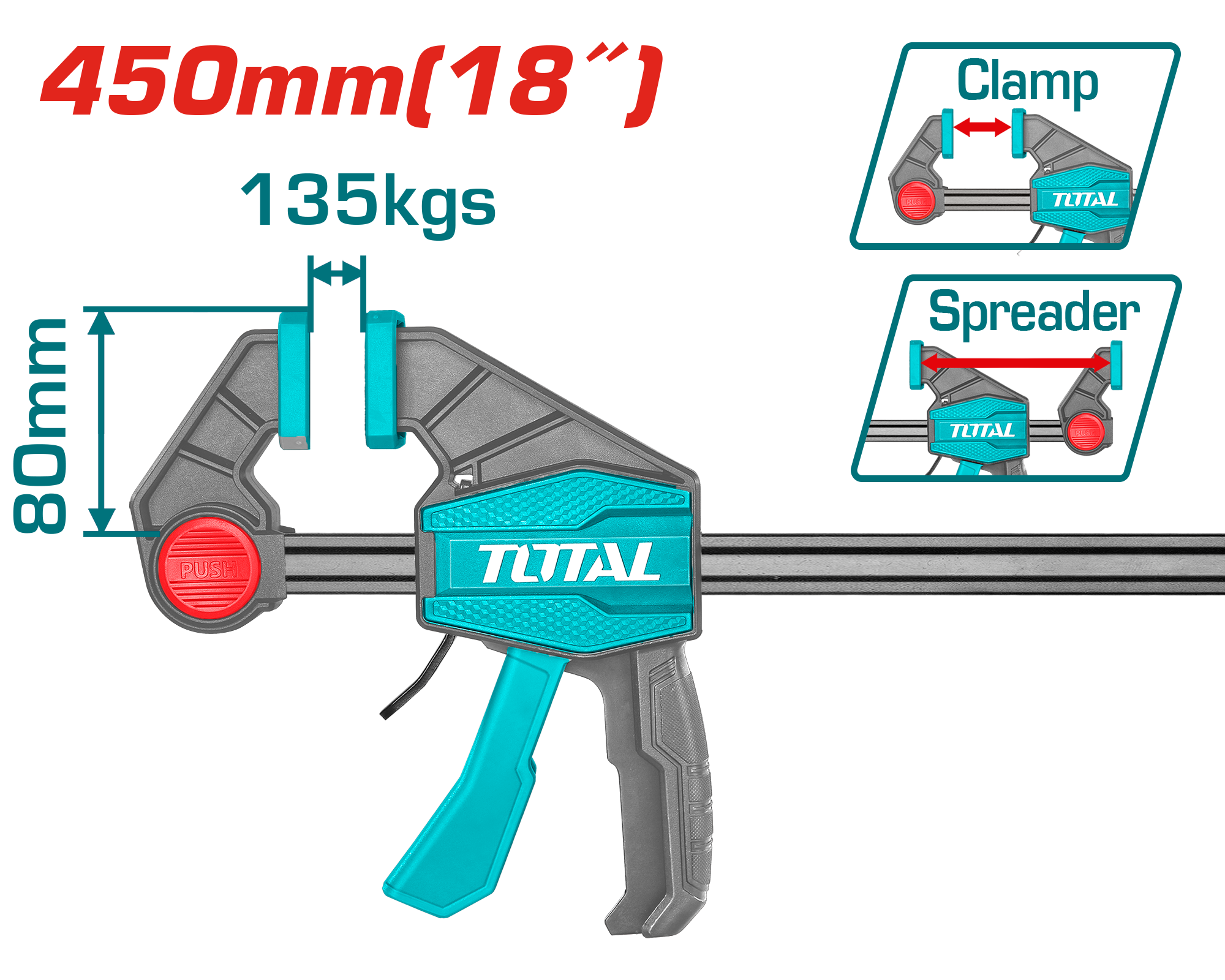 Total tools Quick bar clamp 18 inch (450 mm) - THT1346801