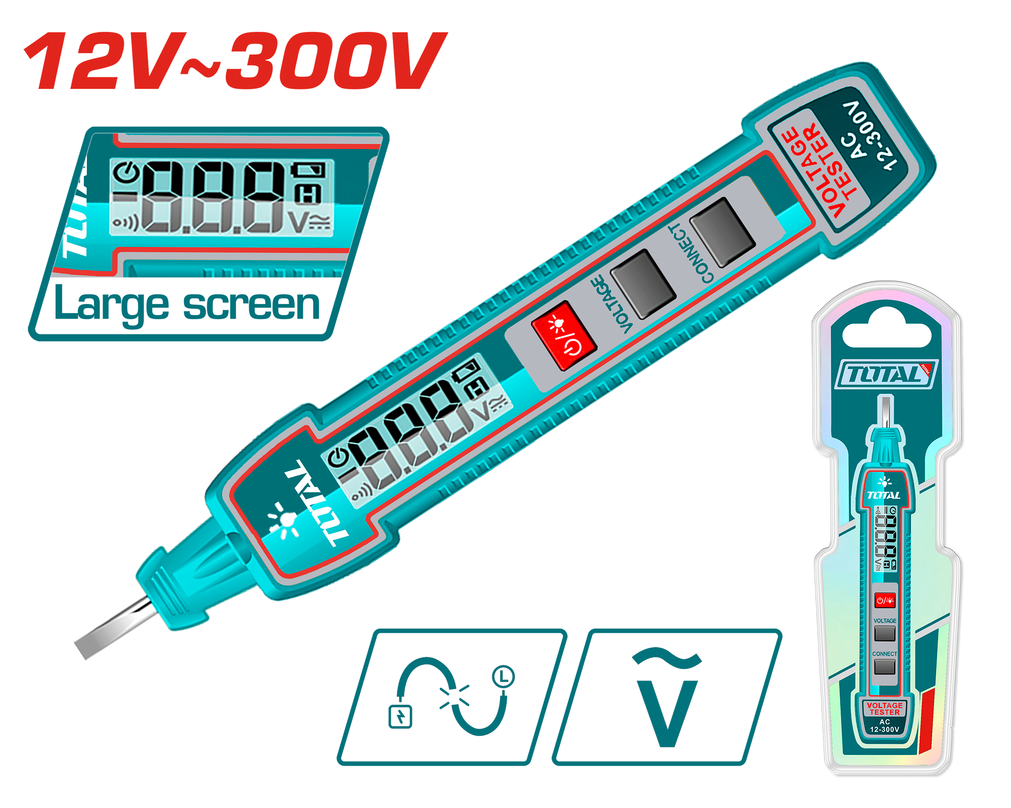 توتال تولز مفك تيست ديجيتال من 12 : 300 فولت - THTS33001