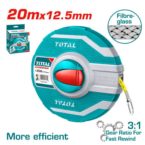 توتال تولز متر فايبر طوله 20 متر × 12.5 ملى - TMTF12206