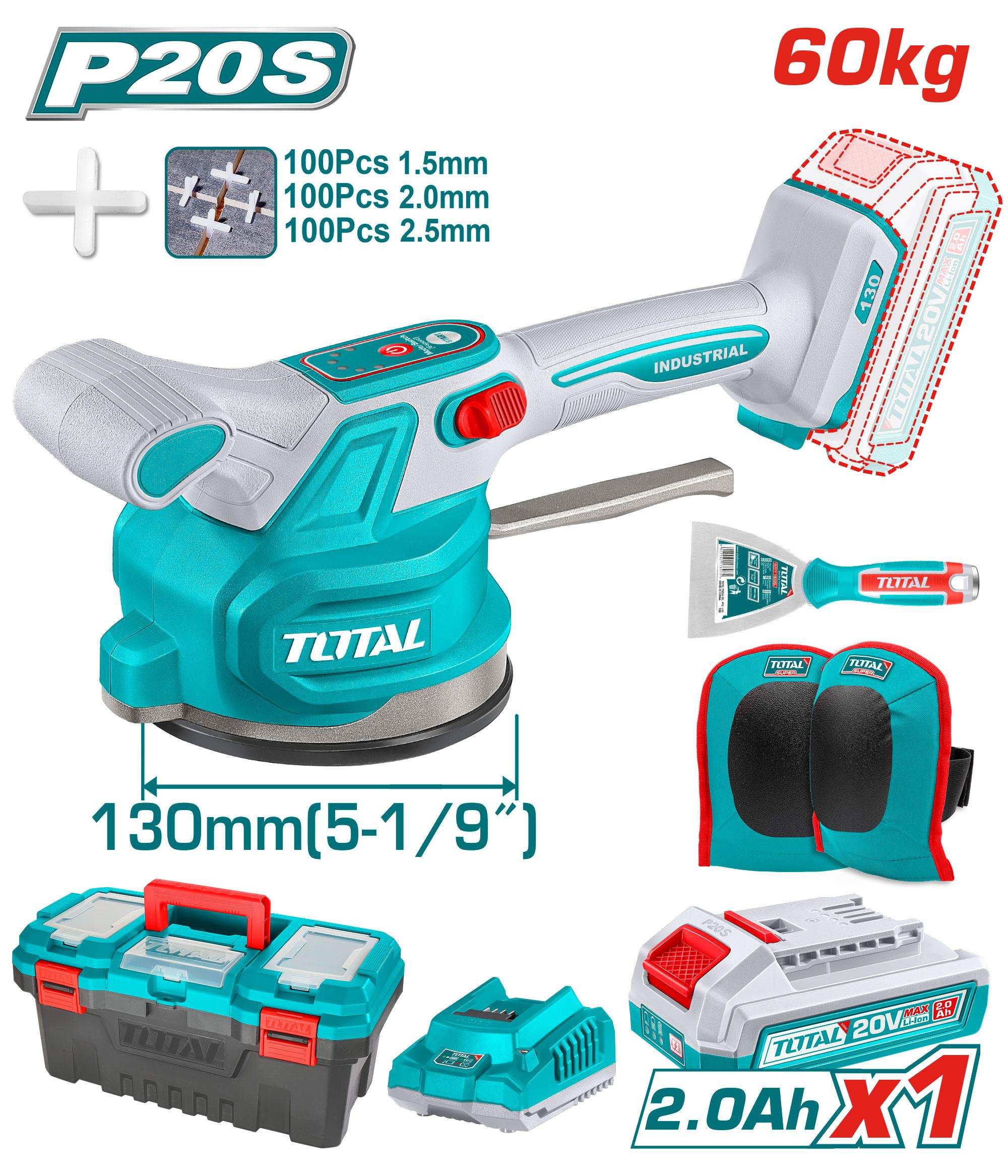 Total tools Cordless tile vibration machine 20V + Battery and Charger