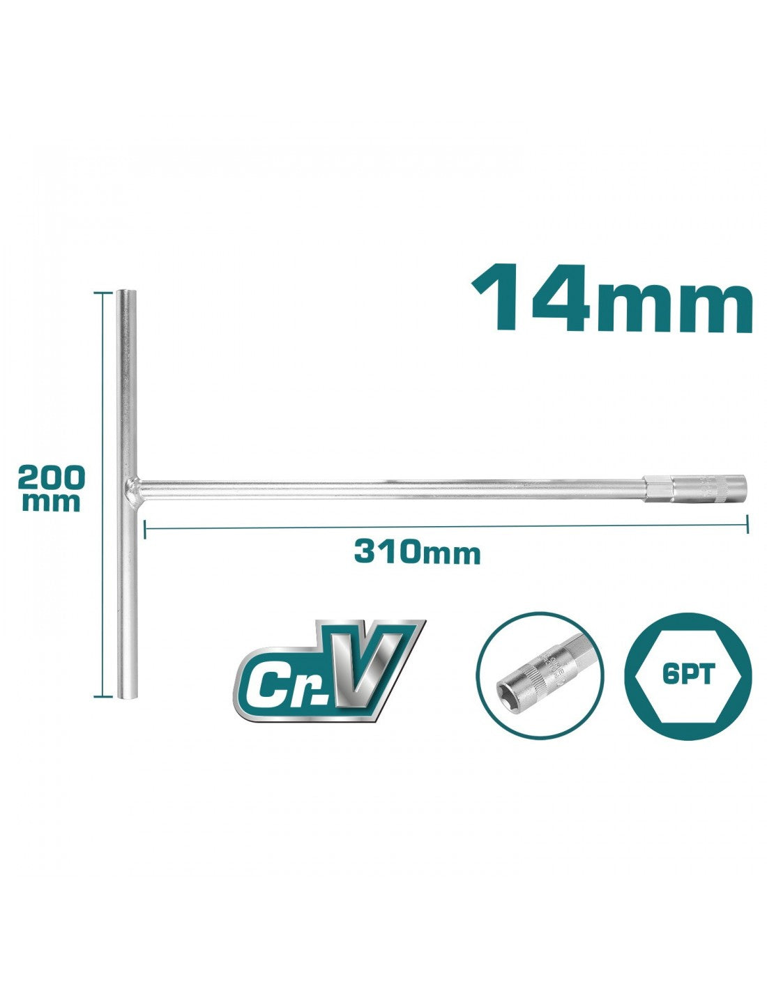 TOTAL TOOLS T-handle socket wrench 14mm-THTSW1406